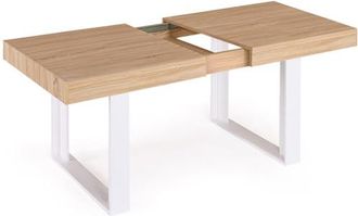 IDMarket Table à Manger Extensible Rectangle Phoenix 4-8 Personnes Bois et Blanc 160-200 cm
