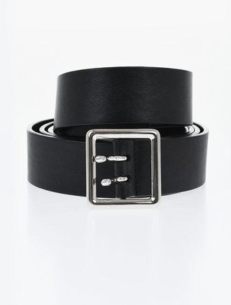 Corneliani Solid Color Leather Belt with Silver-Tone Buckle 35mm size 90