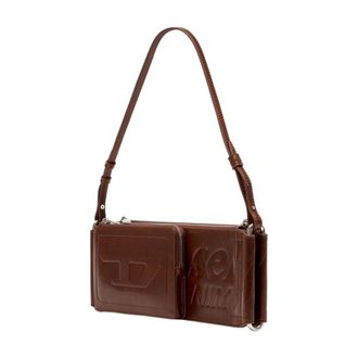 Diesel Unisex Logo-Embossed Synthetic Shoulder Bag Brown