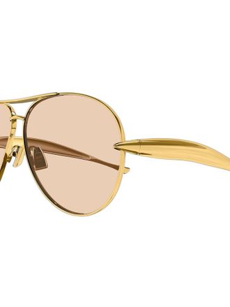 Bottega Veneta Unisex Sunglasses Brown Metal