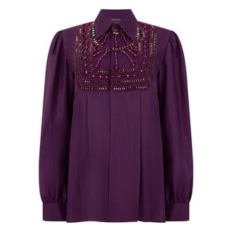 Alberta Ferretti Femme, Blouses et Chemises, Violet, Taille: 44 FR Chemise avec broderie