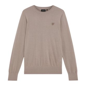 Lyle & Scott Homme, Pulls, Gris, Taille: L Mid Knits Tonal Eagle Merino Crew Neck Jumper