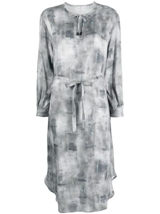 PESERICO Midikleid mit abstraktem Print - Grau