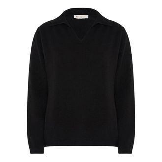 Manila Grace Strickpullover mit Polokragen und langen &Auml;rmeln - - Knitwear - Damen - Schwarzk - M