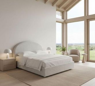 Talamo Italia Consuelo Doppelbett, Bettkasten mit Stoffbezug, 100 % Made in Italy, &Ouml;ffnung vorne, geeignet f&uuml;r Matratze 160 x 190 cm, Wei&szlig;