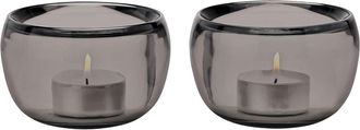 Stelton Teelichthalter, Kerzenhalter - Ora - Glas - Smoke - 2er Set
