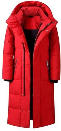 Generic Parka dhiver pour homme - Long manteau dhiver imperm&eacute;able &eacute;pais et chaud - Parka matelass&eacute;e isol&eacute;e &agrave; capuche, Rouge, XXL