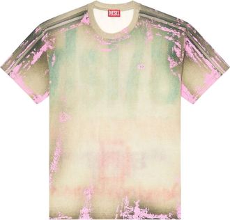 Diesel Homme, Tops, Multicolore, Taille: L T-shirt en jersey effet cuir craquel&eacute;