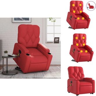 vidaXL Massagesessel mit Aufstehhilfe Elektrisch Rot Kunstleder - Massagesessel Mit Aufstehhilfe - Massagesessel - Relaxsessel - Sessel