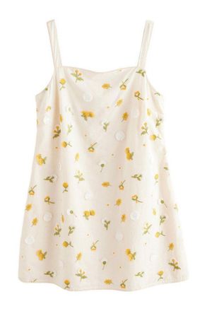 Next Minikleid Minikleid 100 % Baumwolle mit floraler Stickerei (1-tlg)