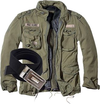 Spass Kostet M&auml;nner M65-Giant Jacke UNBEDRUCKT OLIV mit G&uuml;rtel Gr&ouml;&szlig;e S - 7XL