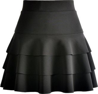 Cheerlife Damen Rock DREI Lagen gro&szlig;er Schaukel Tanzrock Volant Rock Latein Rock Minirock 3XL Schwarz