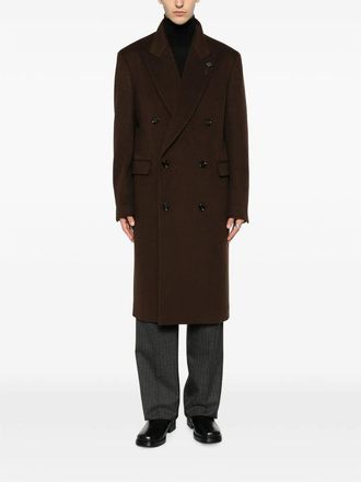Lardini Double-Breasted Virgin Wool Coat - Brown