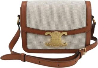 Celine Sac bandouli&egrave;re Jacquard Pre-owned - Femme - Pre-owned - Beige - Taille: ONE Size