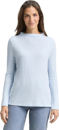 Tom Tailor Damen 1048934 Cosy Langarmshirt Mit Stehkragen, 34910 - Light Fjord Blue Melange, XXL EU