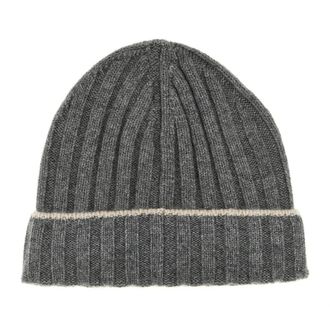 Brunello Cucinelli Contrast Line Beanie - - Accessories - Herren - Grau - XL