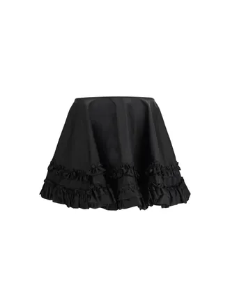 Ganni Womens Duchesse Nylon Mini Frill Skirt Black