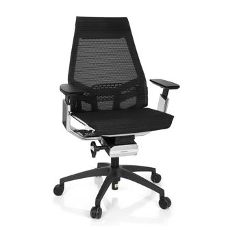 hjh OFFICE 652890 Profi Bürostuhl GENIDIA SMART White cm Netzstoff Schwarz/Chrom ergonomischer Drehstuhl mit verstellbaren Armlehnen, Sitz neigbar
