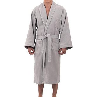 Alpine Swiss Aiden Peignoir de bain en coton éponge pour homme Col châle Robe de spa en velours, Gris, X-Large/XX-Large