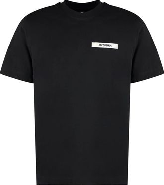 Jacquemus Homme, Tops, Noir, Taille: M T-shirt en Coton avec D&eacute;tail Logo