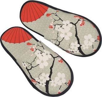 Generic Pantoufle Maison Fleur De Cerisier Parapluie Rouge Chaussons Maison Portative Hiver Chaussures Chaudes Confortable Chaudes Pantoufles Pour Salon H&ocirc;tel