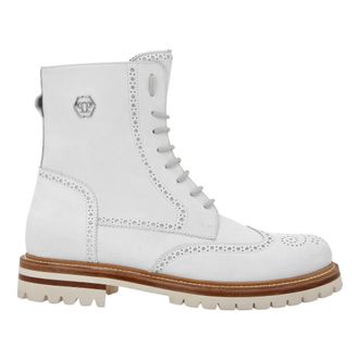 Philipp Plein Nubuck Boots Mid Flat Hexagon - - Shoes - Herren - Wei&szlig; - 42 EU