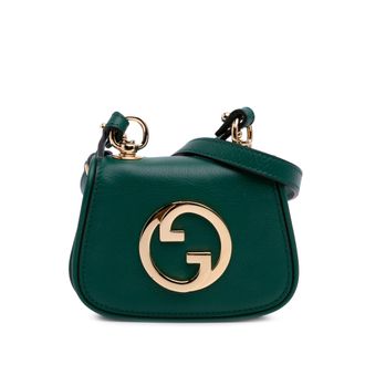 Gucci Green Textured Calfskin Blondie Card Case on Strap