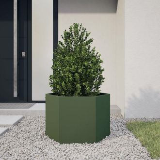 vidaXL Vidaxl - Jardini&egrave;re vert olive hexagone 69x60x45 cm acier