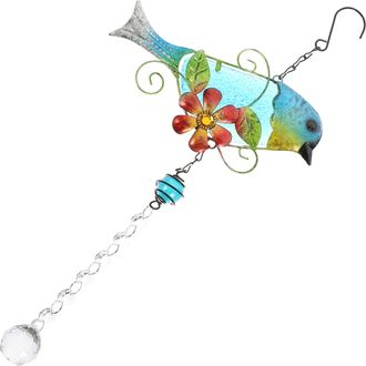 BESPORTBLE Hängende Glasfensterdekoration Vogelfigur Für Innenhof Garten Wohndekoration Hänge Statue Aus Glas Und Eisen Für Außenbereich