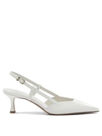 Sergio Levantesi Hohe Schuhe - Pointed-Toe White Leather Slingback Heels With Kit - Gr. 37,5 (EU) - in Wei&szlig; - f&uuml;r Damen