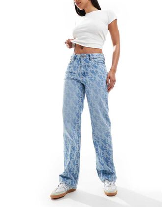 Calvin Klein Jeans Signature - Jean imprimé style années 90 - Bleu moyen