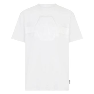 Philipp Plein Rundhals-T-Shirt Jacquard Hexagon Line - - Tops - Herren - Wei&szlig; - XS