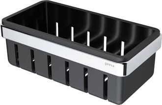 Geesa Frame Duschkorb, Duschablage aus Messing, herausnehmbare Einlage aus Kunststoff, Farbe: Schwarz/Chrom, 210 x 75 x 108 mm