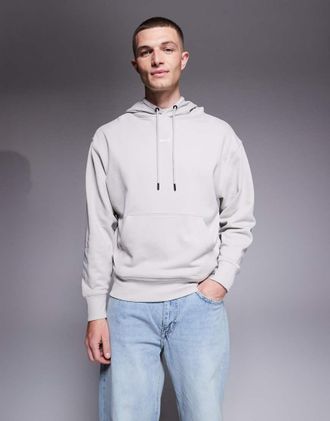 Boss Orange by Hugo Boss Boss Orange - Kapuzenpullover in Grau mit kleinem Logo auf der Brust