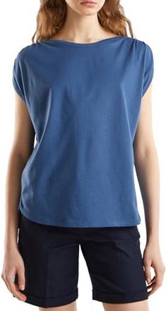 Benetton T- Shirt 3p7xd1079, Bleu, Medium Femme