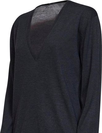 Toteme Lyocell and Cashmere V-Neck Sweater - Gray