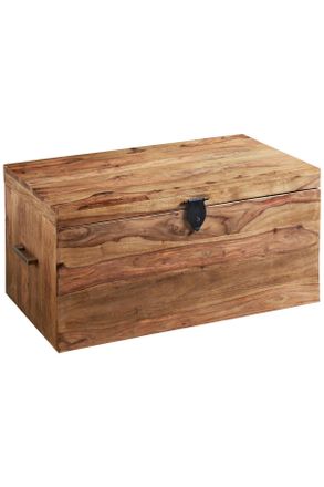 Landscape Truhe, Natur, Hellbraun, Holz, Sheesham, Hartholz, Holz, 1 F&auml;cher, 80x40x40 cm, Deckel, Deckel aufklappbar, absperrbar, Holzm&ouml;bel, Kleinm&ouml;bel Holz, Ho