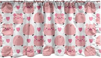 Abakuhaus Karikatur Fenster Volant, Muster von Childish Schweine, Vorhang Volant für Küche Schlafzimmer Dekor mit Stangentasche, 137 cm X 30 cm, Mehrfarbig