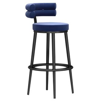 Generic Barhocker in Tresenh&ouml;he, K&uuml;cheninselhocker, samtbezogener Tresenstuhl mit weicher R&uuml;ckenlehne, hoher Esszimmerstuhl f&uuml;r Zuhause und Gastronomie