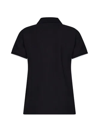 Moncler Womens Cotton Piqu&eacute; Polo Shirt Black Tops