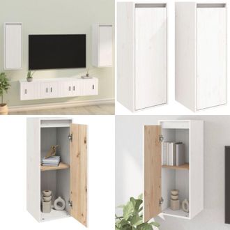 vidaXL Vidaxl - Wandschr&auml;nke 2 Stk. Wei&szlig; 30x30x80 cm Massivholz Kiefer - Wandregal - Holzwandregal - Regal Wei&szlig; - Kiefernholzm&ouml;bel - Aufbewahrungswandregal