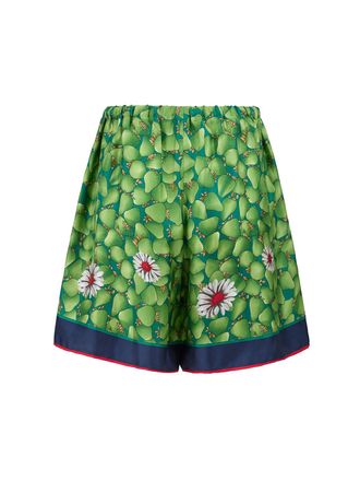 Gucci Floral-Printed Silk Shorts - Green