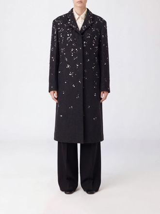 Jil Sander Manteau long en laine avec broderie de cristaux et de sequins
