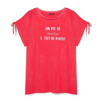Fiorella Rubino T-Shirt mit Stickerei aus Lenzing Ecovero Viskose - - Tops - Damen - Rot - M