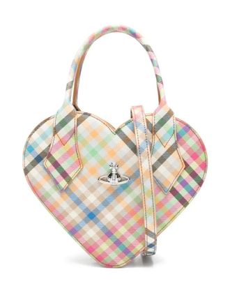 Vivienne Westwood Hobo Bags - Heart-Shaped Bag With Multicolor Plaid Pattern - Gr. unisize - in Grau - f&uuml;r Damen