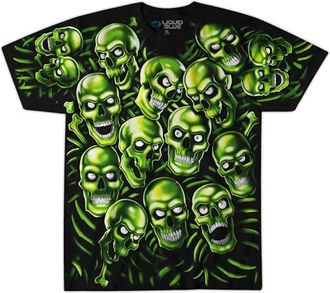 Liquid Blue Skull Pile Fantasy All Over Print Short Sleeve T-Shirt