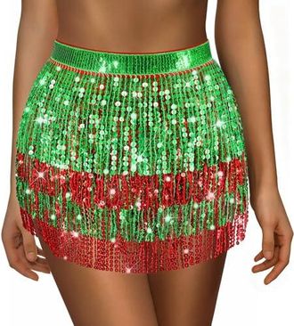 Generic Jupe unie en mousseline de soie pour femme - Jupe de danse bulle - Jupe courte - Jaune, vert, taille unique