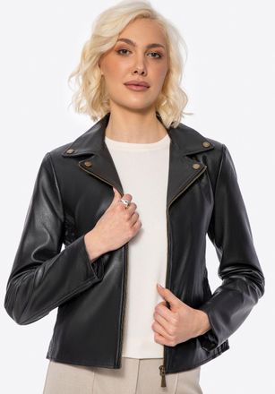 Wittchen Damen-Lederjacke mit Ziern&auml;hten, Schwarz, Naturleder