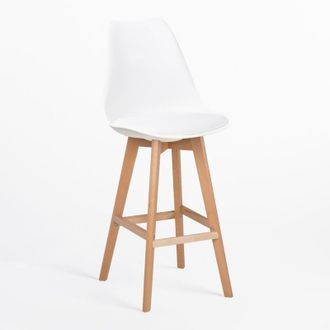 Sklum 2er-Pack hohe Hocker 75 cm mit Kissen in Kunstleder Nordic Weiss
