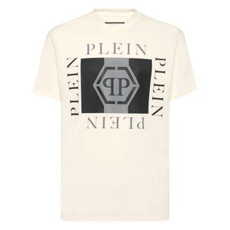 Philipp Plein T-shirt Rundhals SS Hexagon - - Tops - Herren - Beige - L